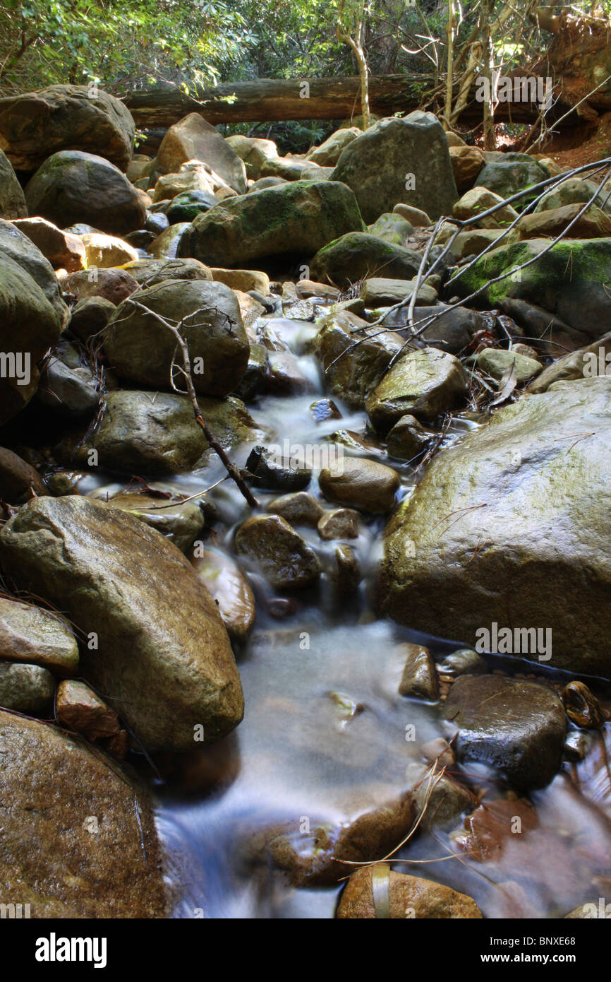 Slow shutter speed capturing running water in a river Stock Photo - Alamy