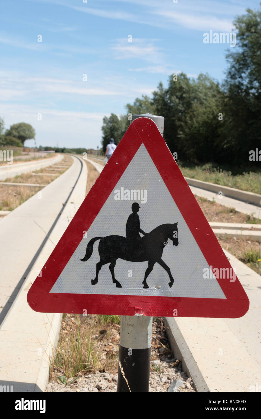 Bridleway sign guided bus route Cambridgeshire Stock Photo - Alamy
