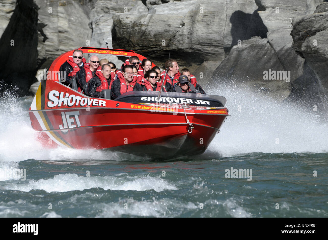 Shotover Jet Boat On The Kawarau River Near Queenstown New Zealand ...
