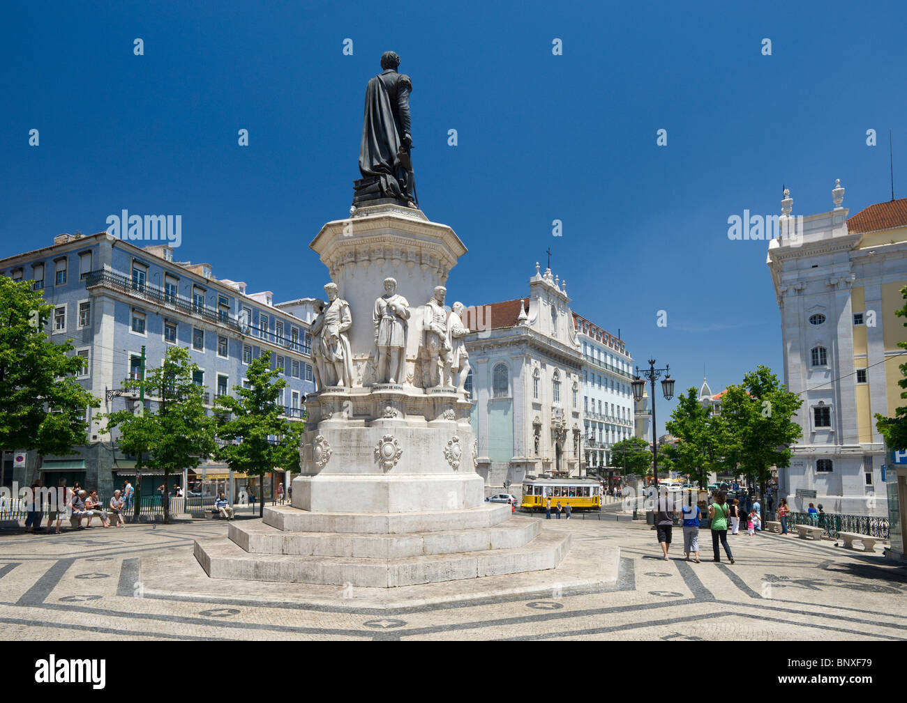 Portugal, Lisbon, The Chiado, Praca Luis De Camoes Square Stock Photo ...