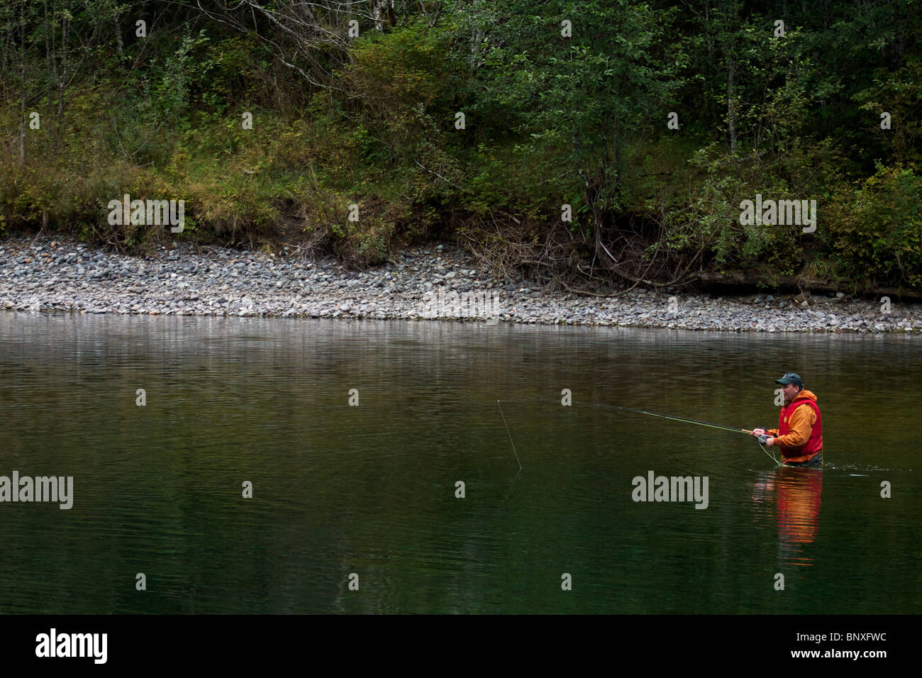 Fly fishing in the Tashish River in the Tashish Kwois Regional Park, on ...