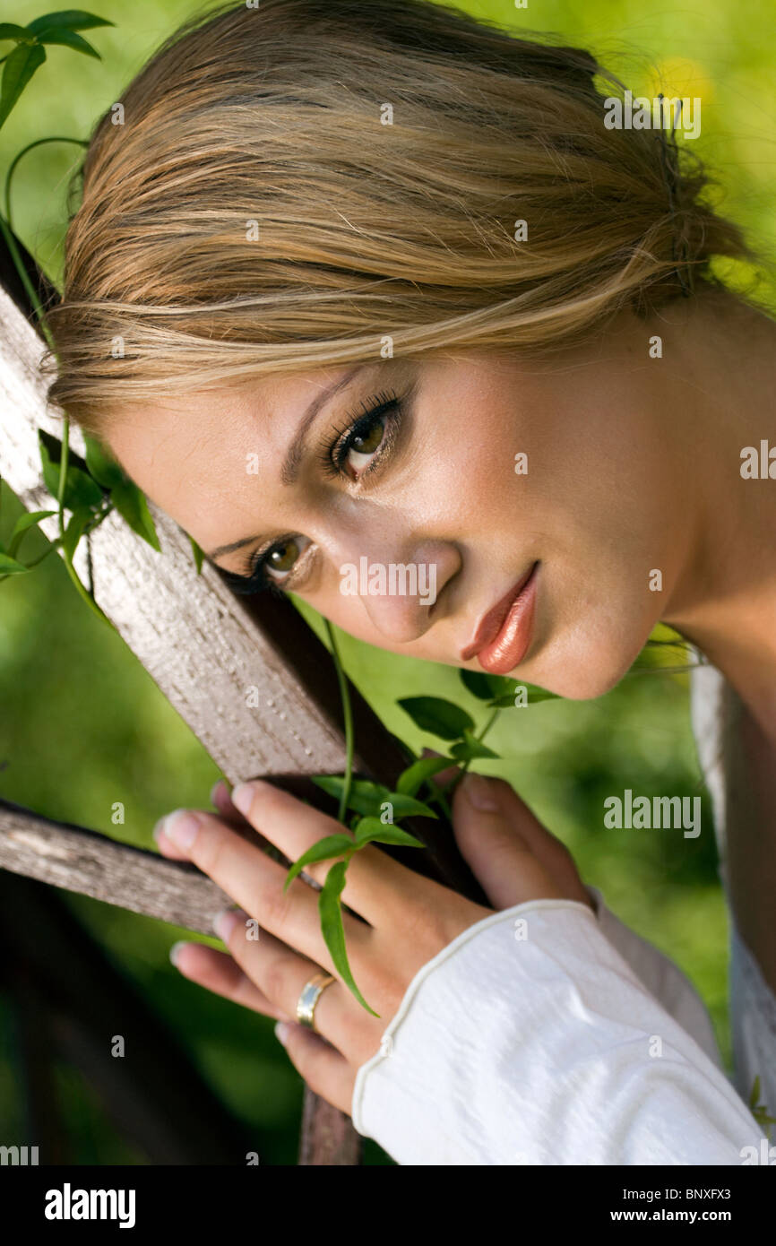 Young bride thinking about something Stock Photo - Alamy
