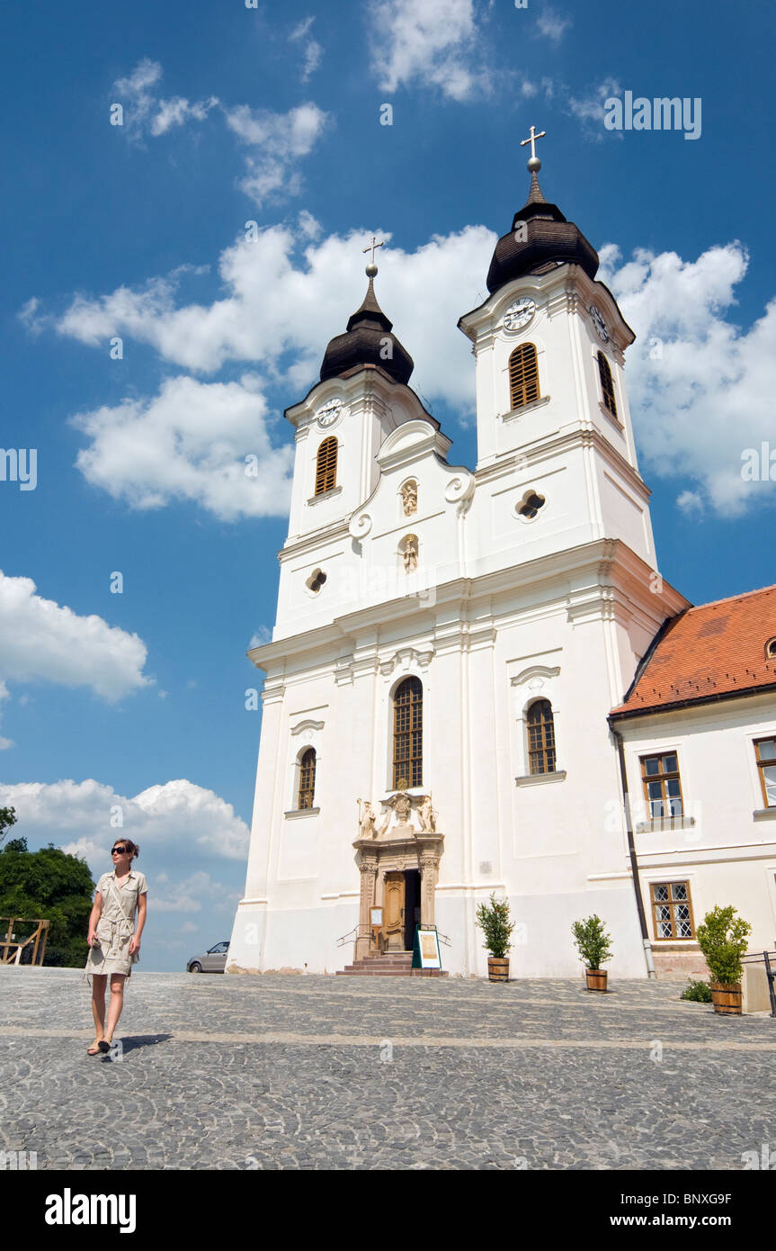 Baroque Church and Convent of Benedictine Abbey in Tihany, Lake Balaton ...