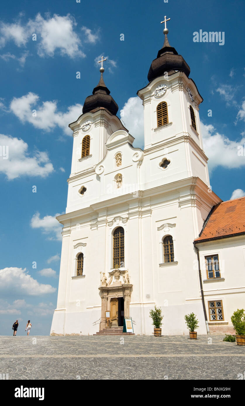 Baroque Church and Convent of Benedictine Abbey in Tihany, Lake Balaton ...