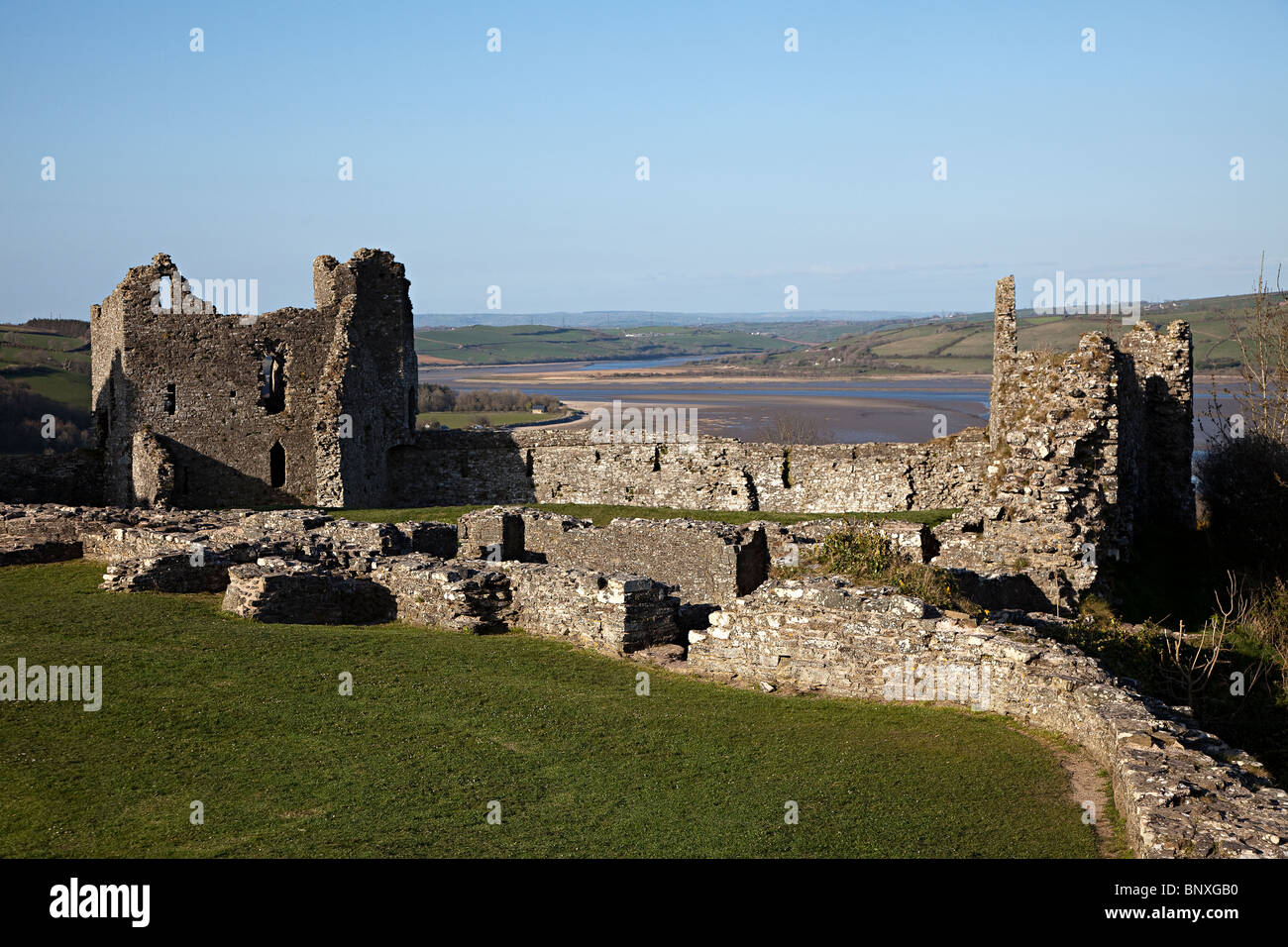 Llansteffan castle ruin Carmarthenshire Wales UK Stock Photo - Alamy
