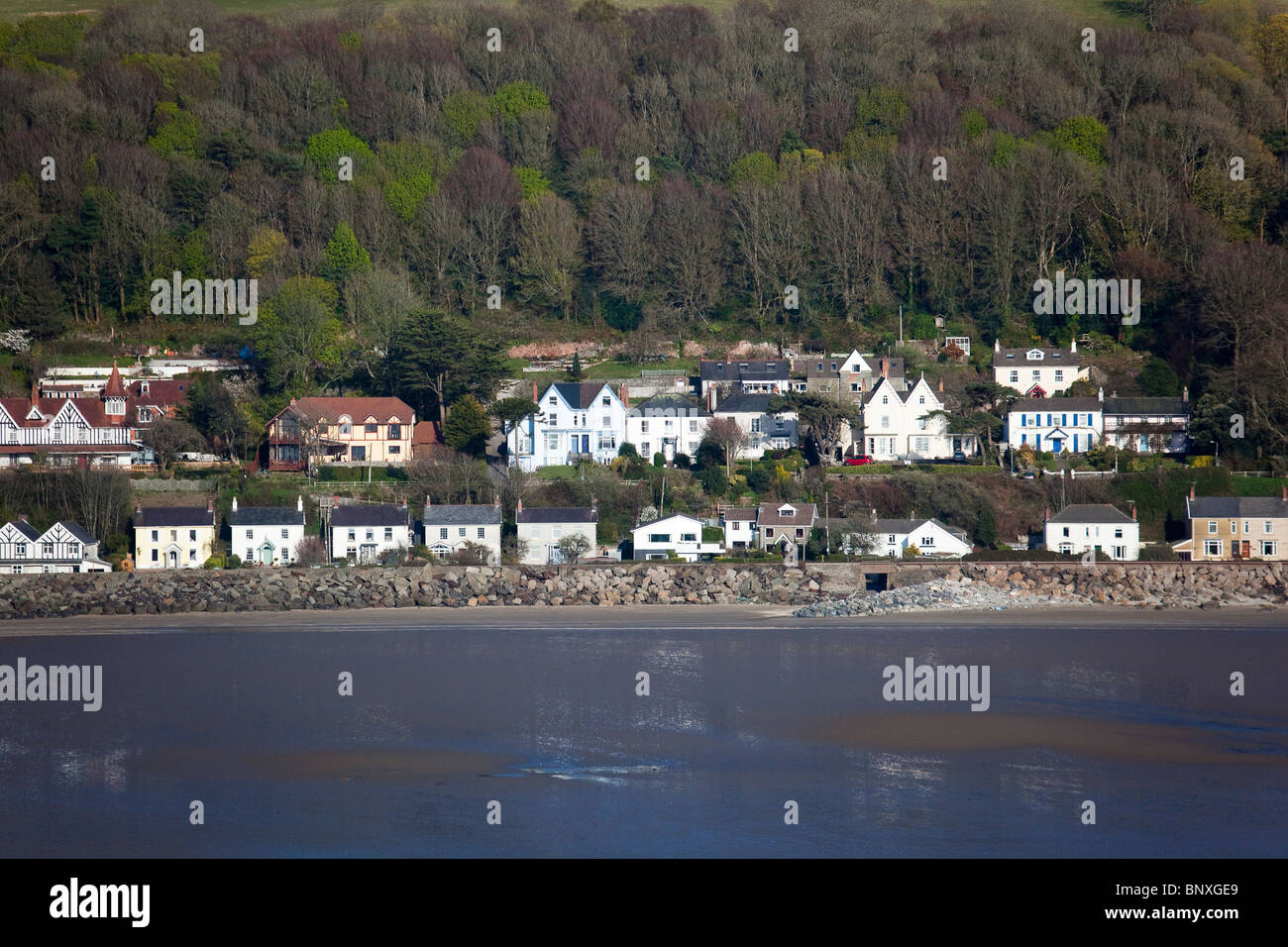 The village of Ferryside on the River Towy estuary Carmarthenshire ...