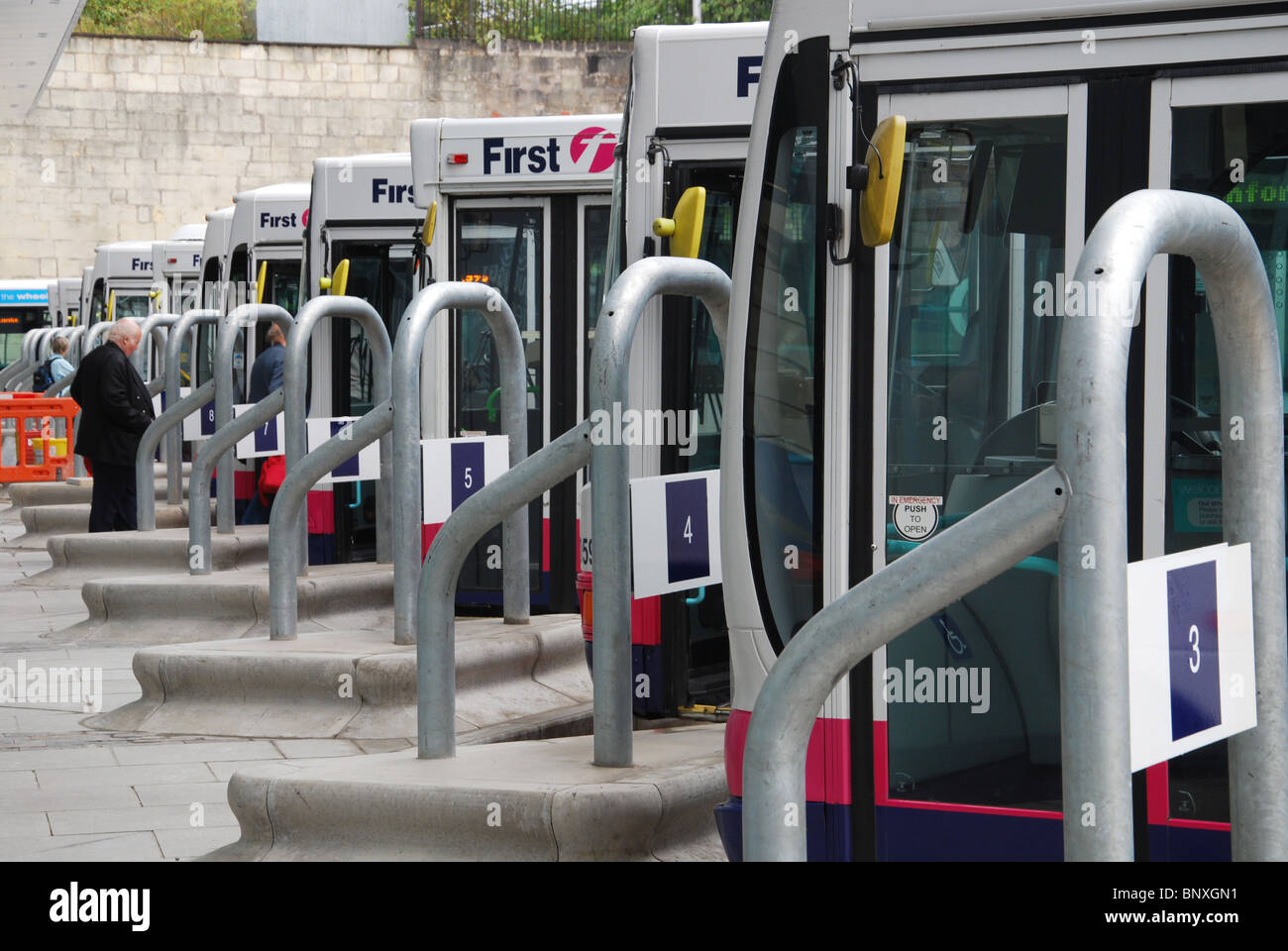 Bath Bus terminal in town centre Somerset UK Stock Photo - Alamy