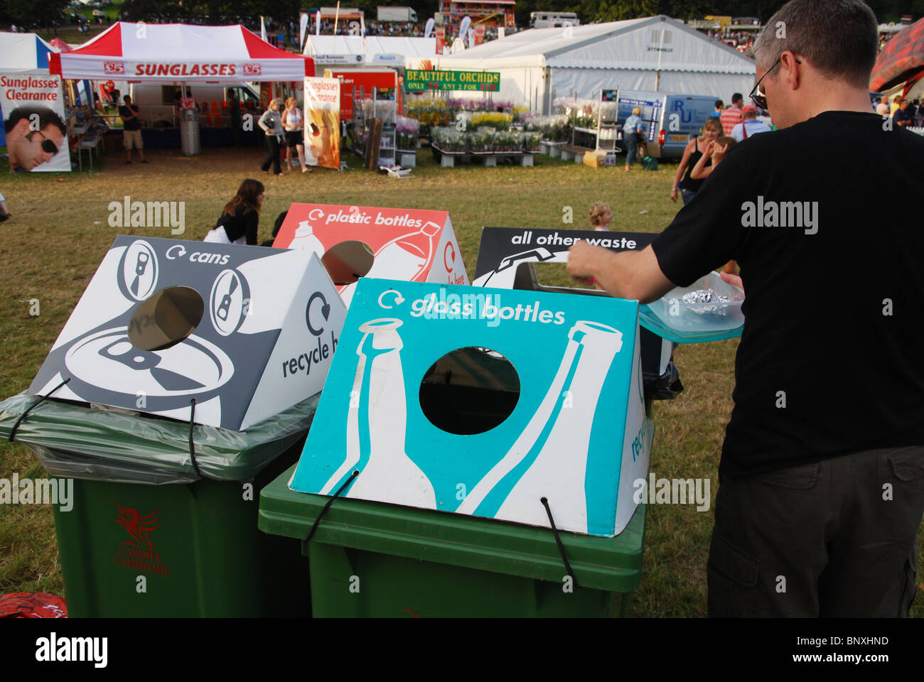 recycling bins at Bristol Balloon Fiesta Stock Photo - Alamy