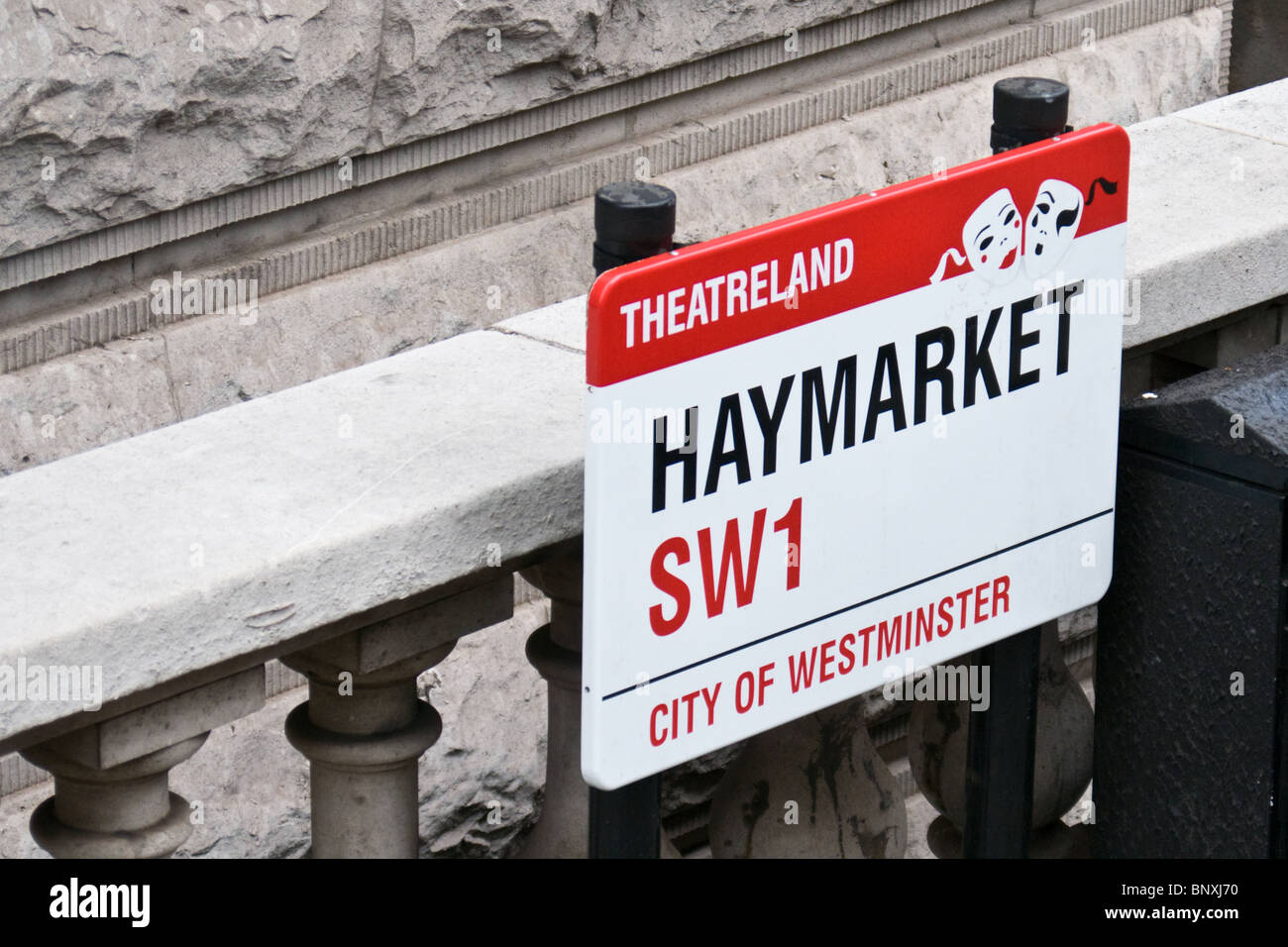 Theatreland Haymarket SW1 City of Westminster road sign, London England ...