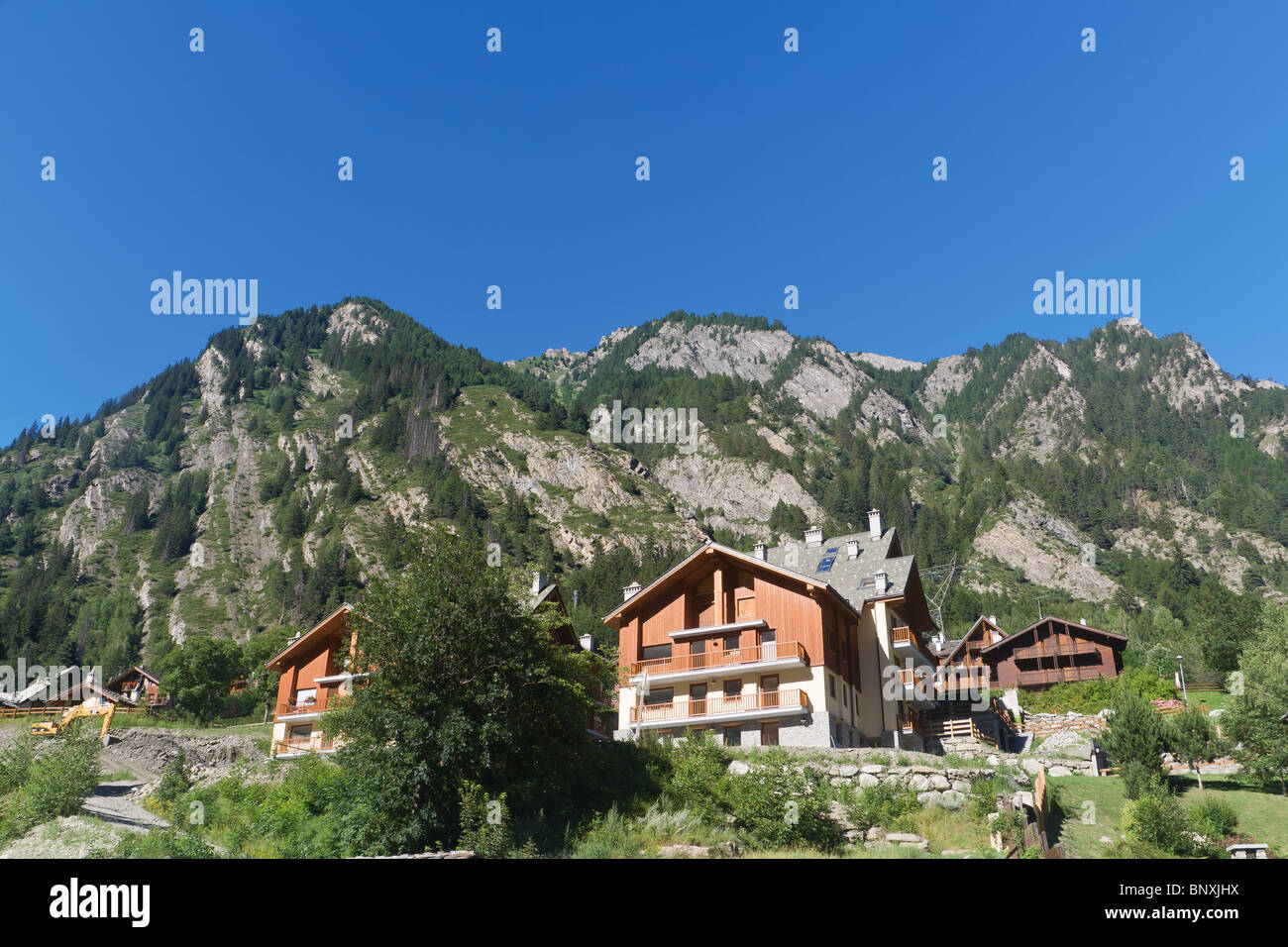 alpine small village in Aosta Valley, Italy Stock Photo - Alamy