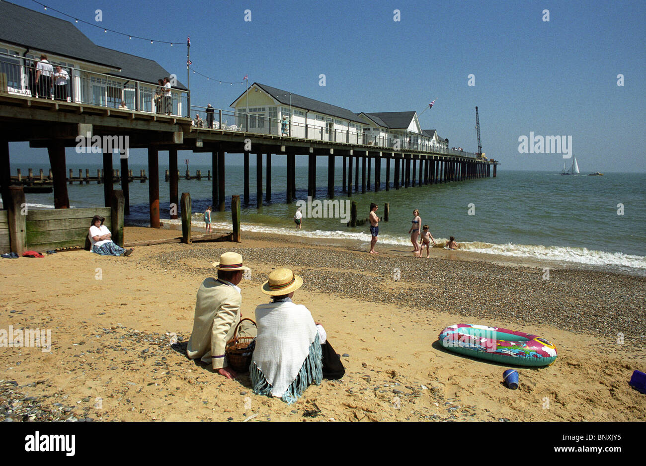 Southwold Pier,Suffolk,Britain. Traditional British seaside resort with ...