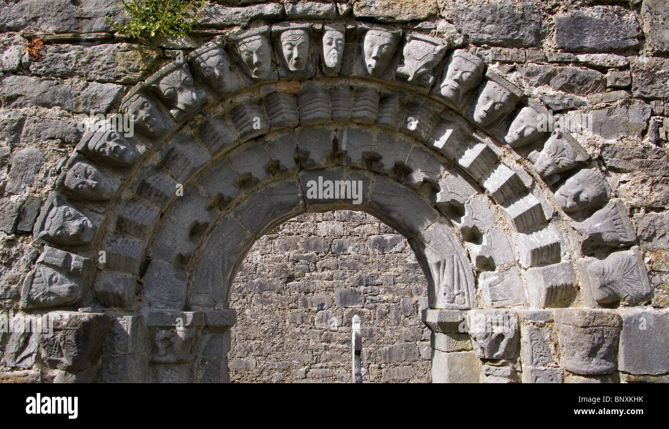 Norman arch above doorway at Dysert O'Dea Monastic site, County Clare ...
