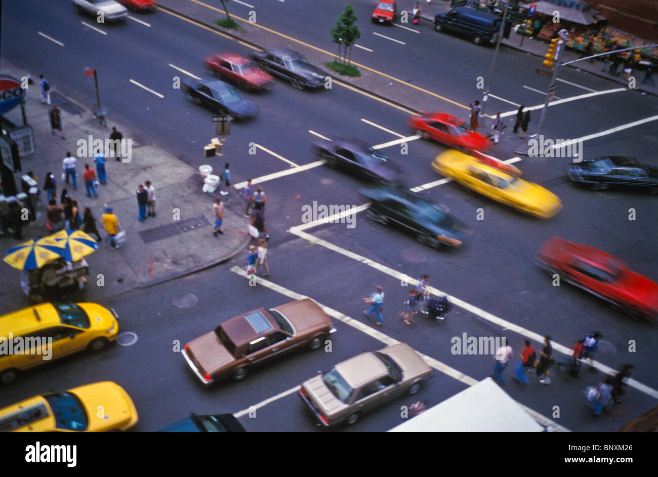 Pedestrians and automobiles, motion streak, speed, movement Stock Photo ...