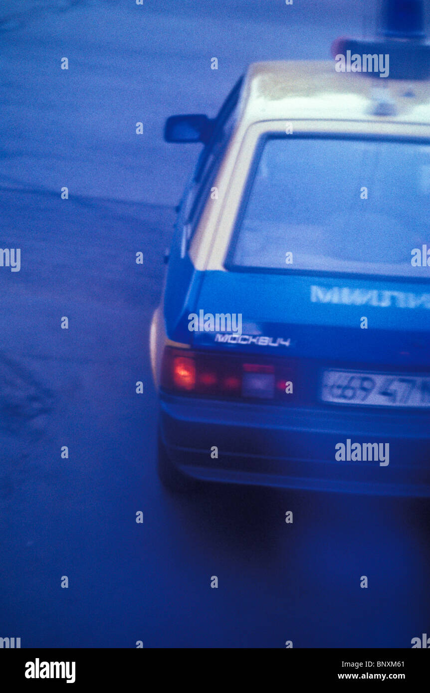 Rear view of police car, copy space Stock Photo - Alamy