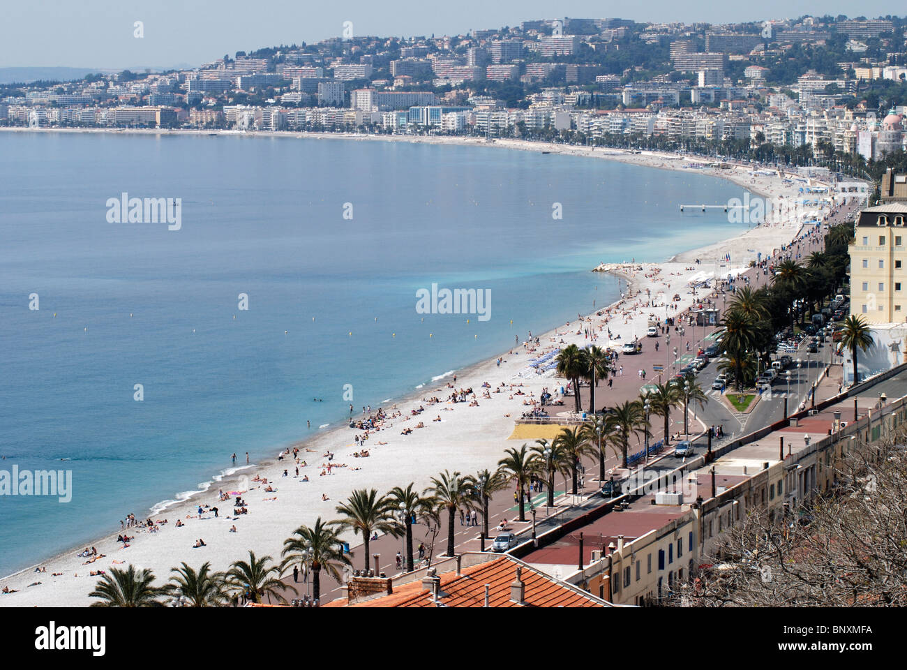 Baie des Anges (Bay of Angels). Beach. Seafront and Promenade Des ...
