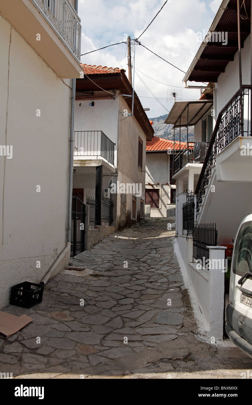 Quiet rural street scene, Potamia, Thassos, Greece, Sept 2009 Stock ...
