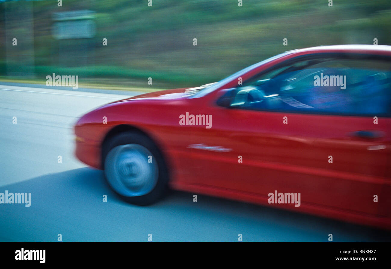 Car moves along highway Stock Photo - Alamy