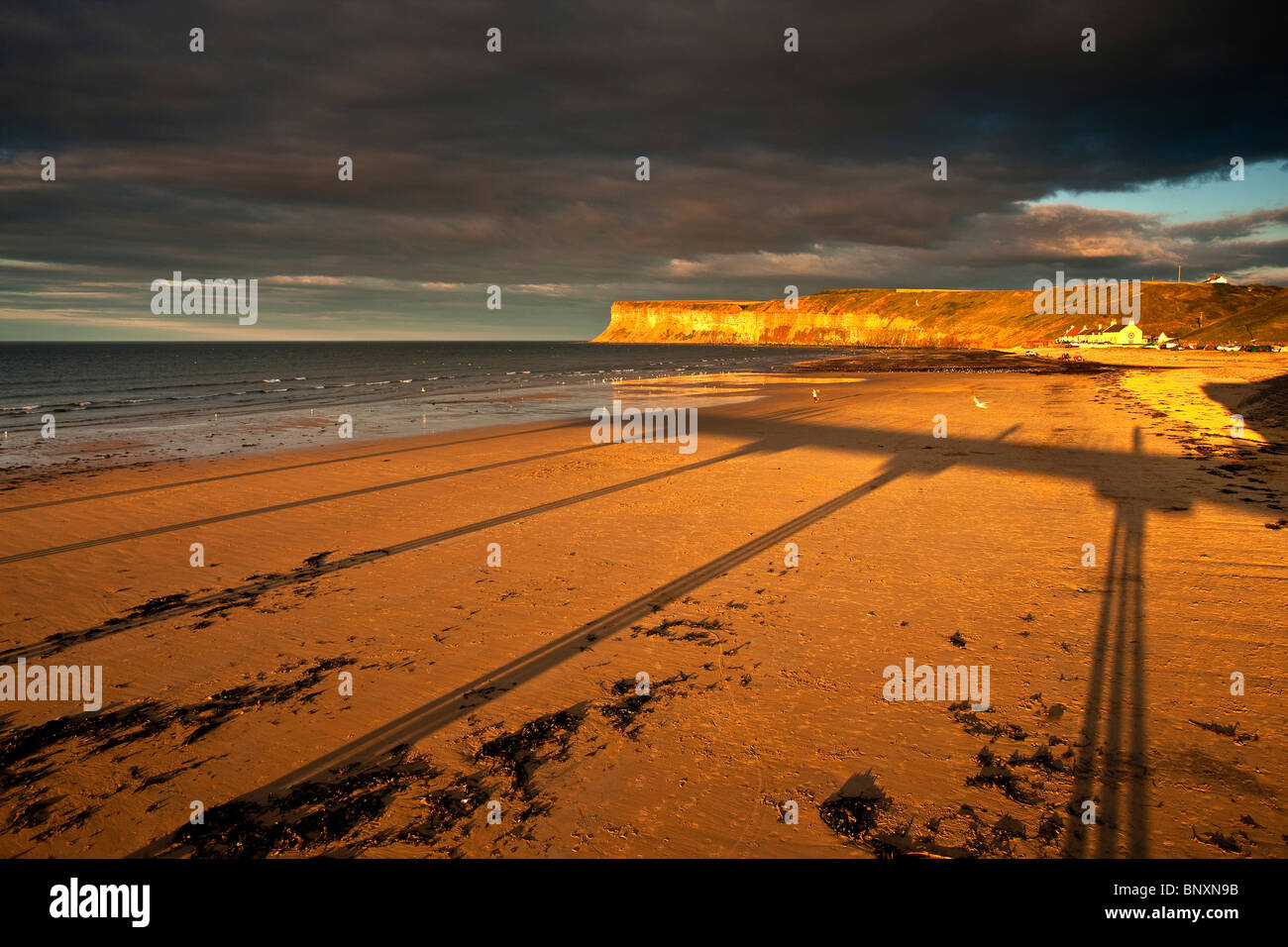 Shadows of Saltburn Pier, Saltburn by the Sea, Cleveland Stock Photo ...