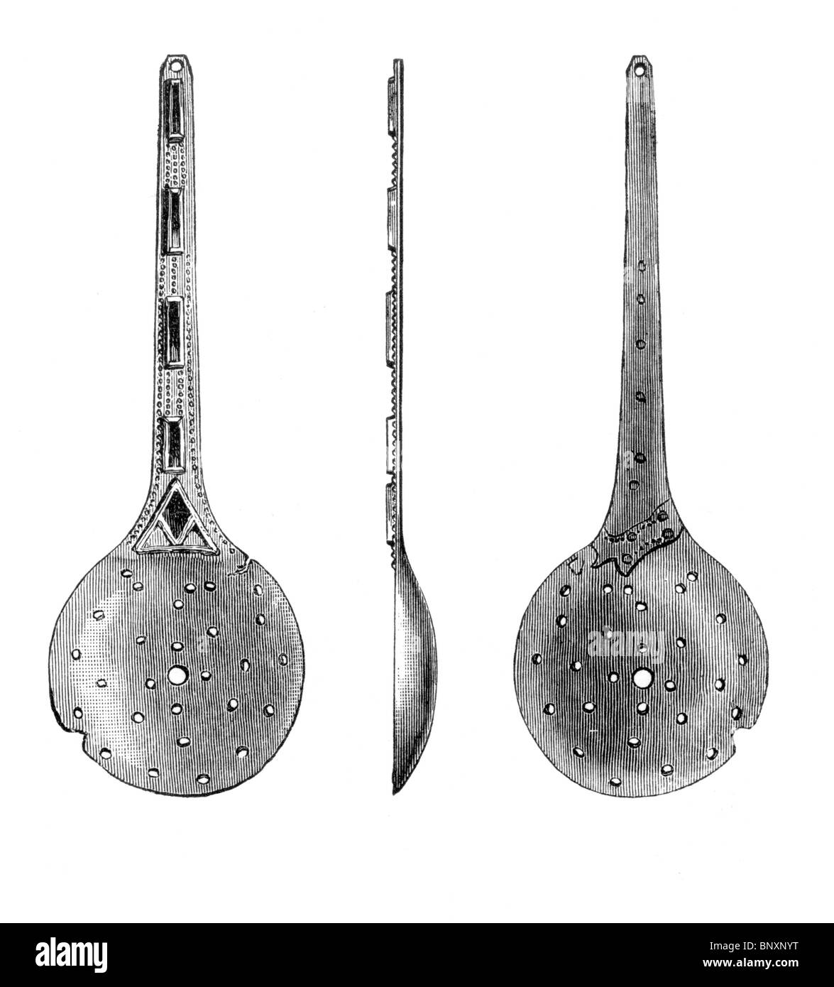 Black and White Illustration of Anglo Saxon spoons Stock Photo - Alamy