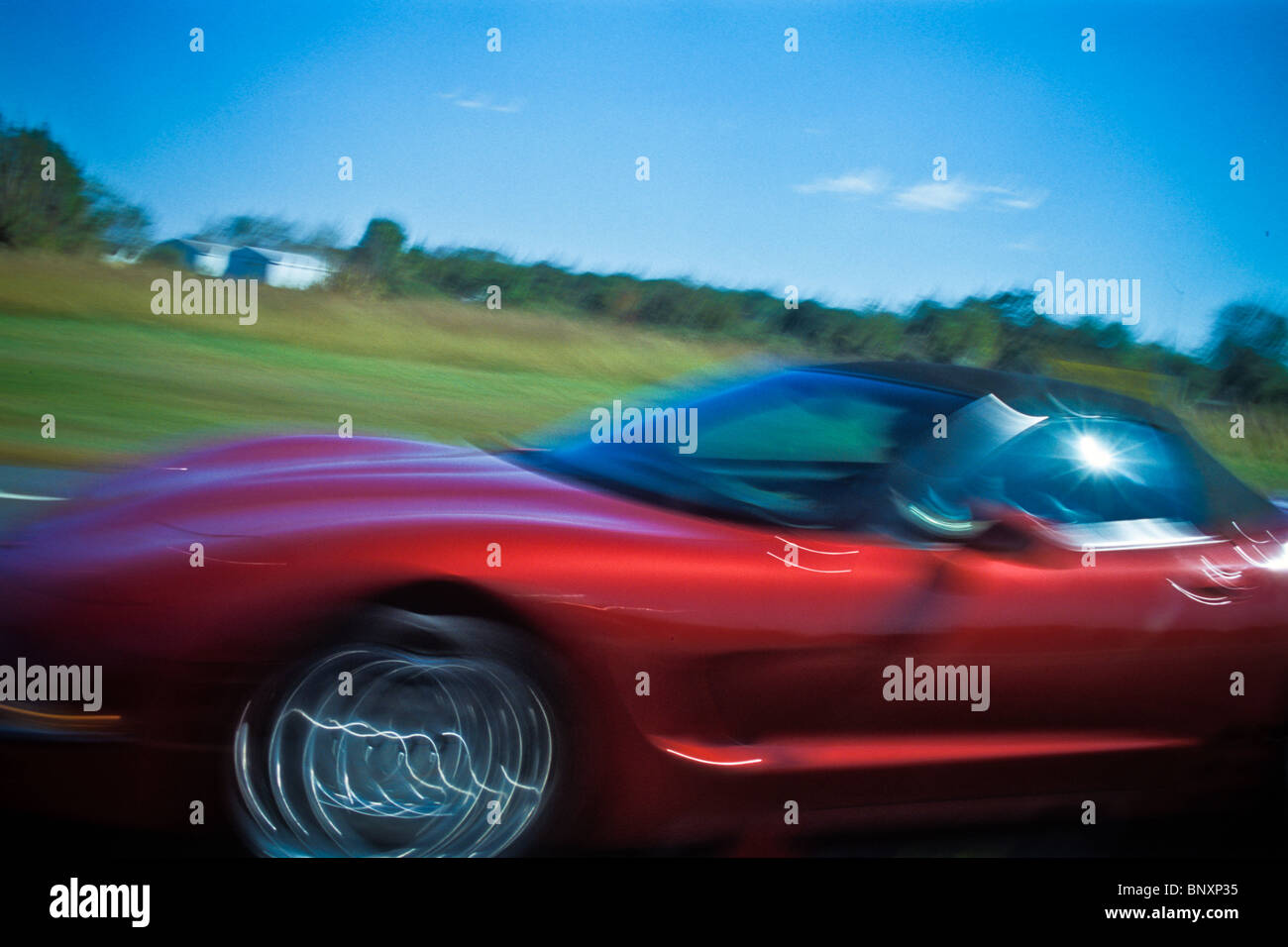 Car moves along highway Stock Photo - Alamy