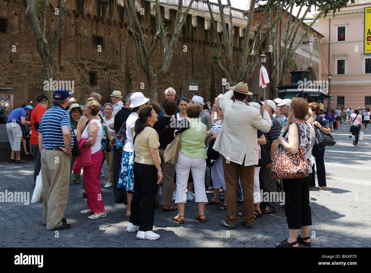 group of pilgrims tourists with guide in Vatican area Rome Italy Stock ...
