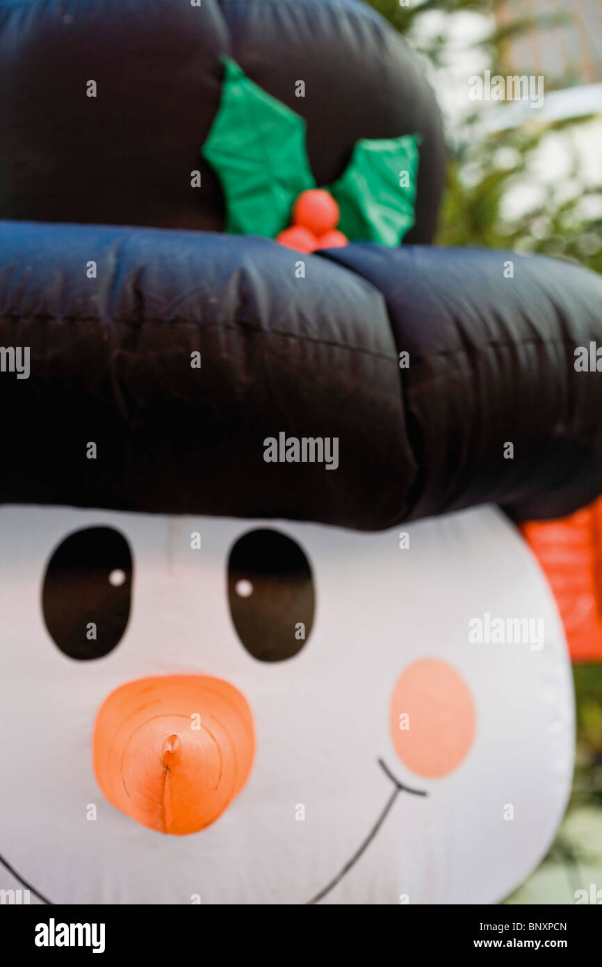 Inflatable snowman, close-up Stock Photo - Alamy