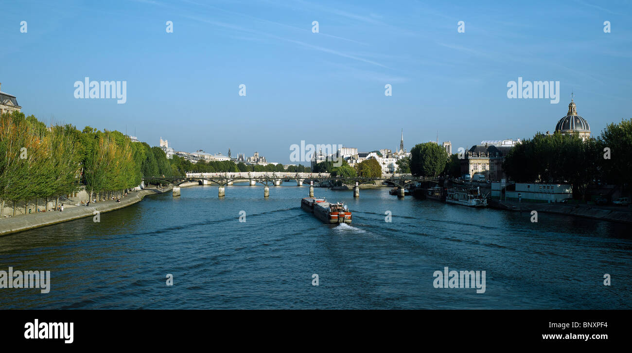 France, Paris: panorama of seine river from Carrousel bridge Stock ...