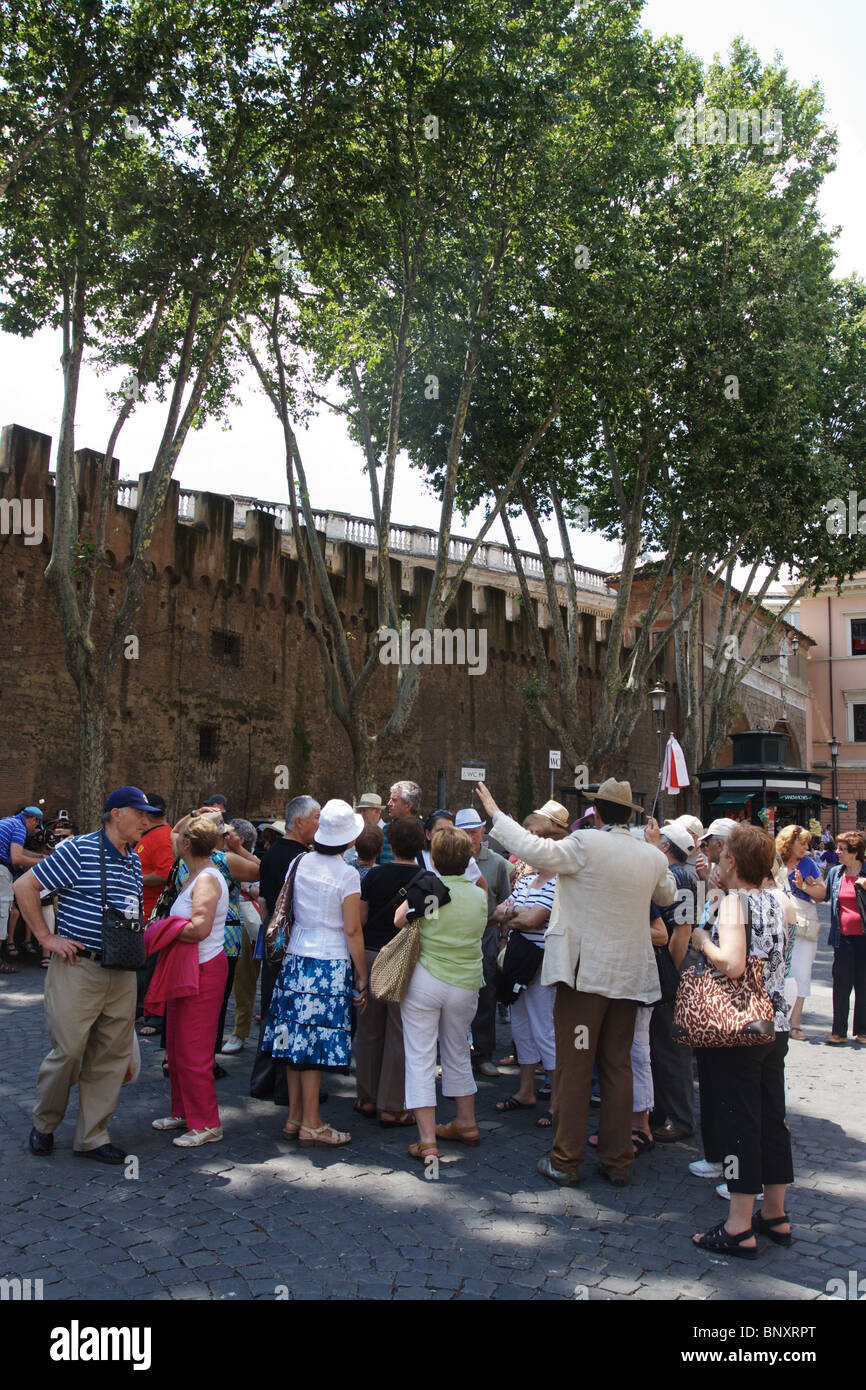 group of pilgrims tourists with guide in Vatican area Rome Italy Stock ...