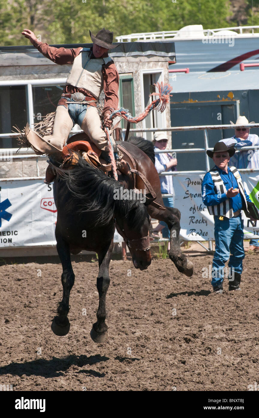 Cowboy, saddle bronc riding, Rocky Mountain House Rodeo, Rocky Mountain ...