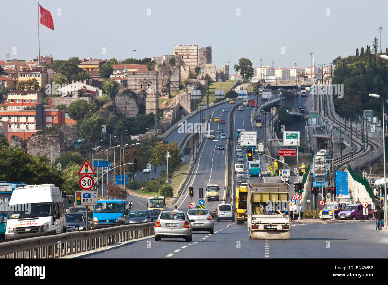 Old city walls and highway in Istanbul, Turkey Stock Photo - Alamy