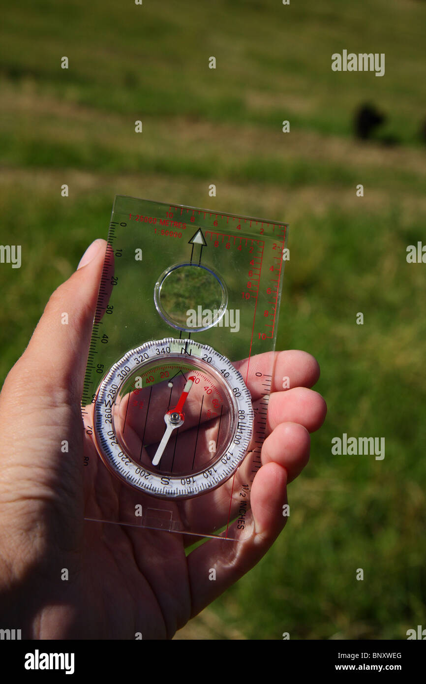 Hand holding a compass Stock Photo - Alamy