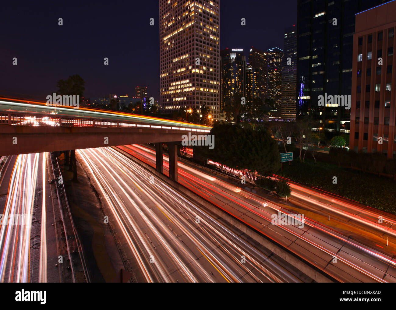 Dramatic Freeway Light Trails in Los Angeles California Stock Photo - Alamy