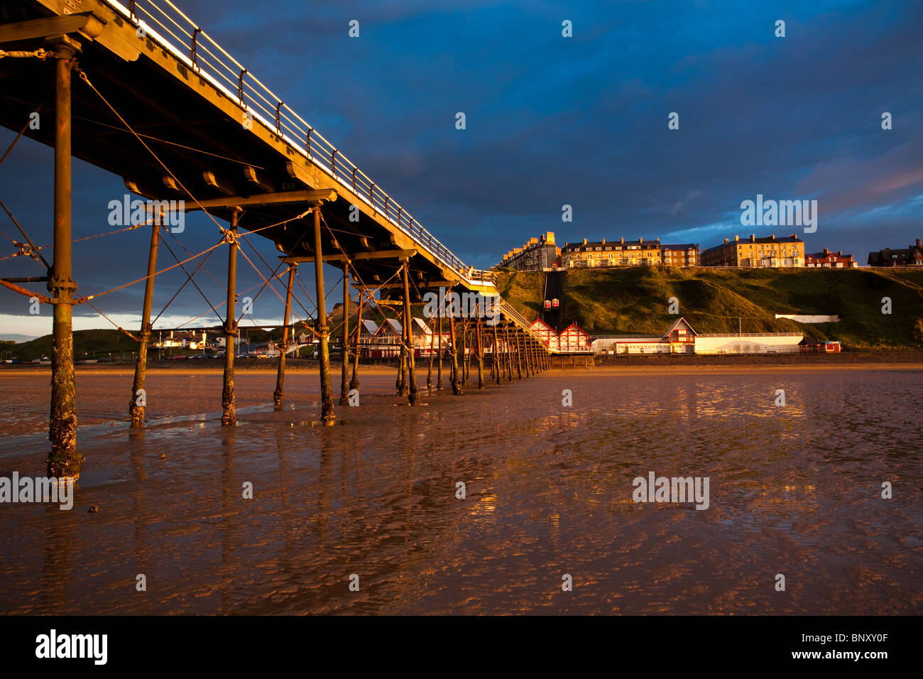 Saltburn pier storm hi-res stock photography and images - Alamy