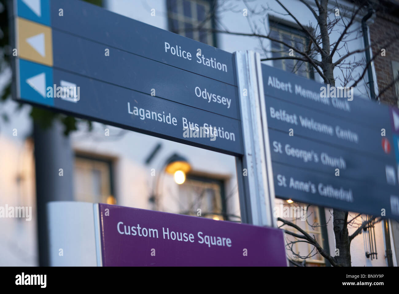 direction signs in custom house square Belfast Northern Ireland UK ...