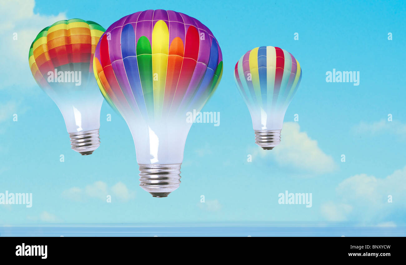 Color bulbs in the sky as balloons Stock Photo - Alamy