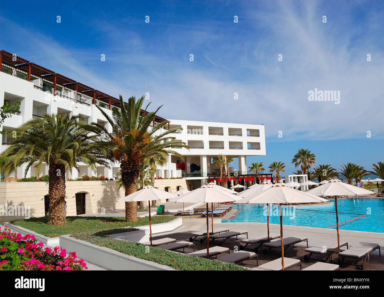 Swimming pool at the modern luxury hotel, Crete, Greece Stock Photo - Alamy