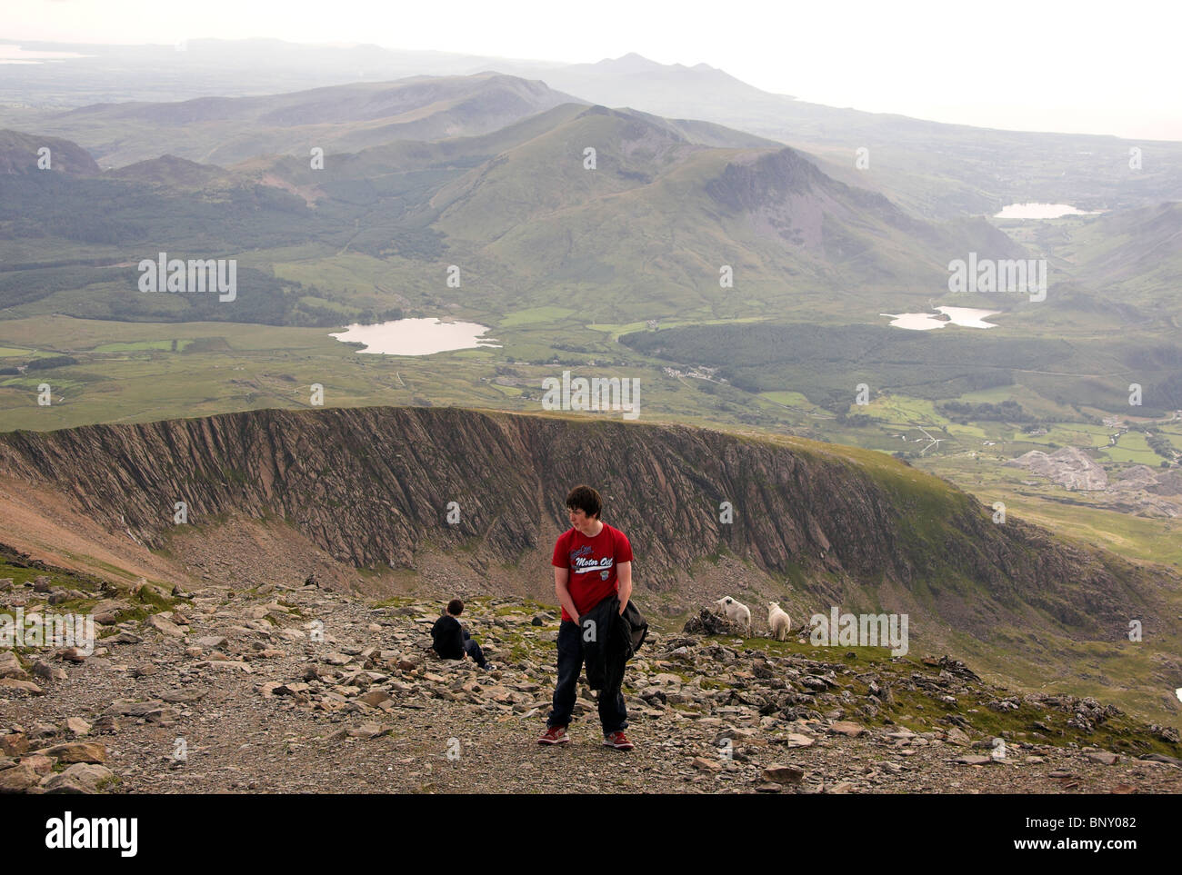 View from Mount Snowdon summit, Snowdonia National Park, North Wales ...