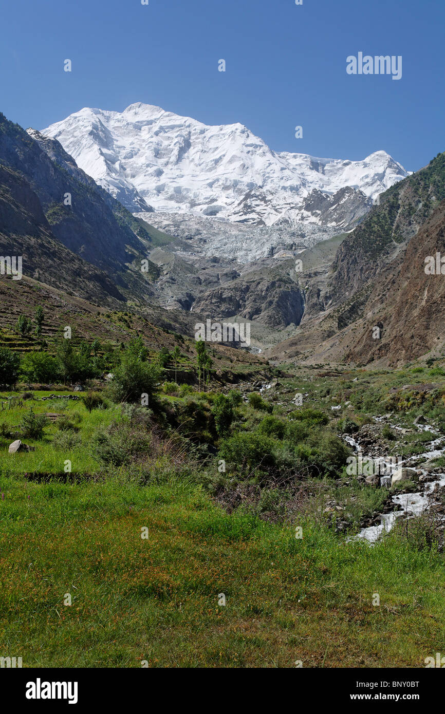 Pakistan - Karakorum mountains - the icy peak of Rakaposhi mountain ...