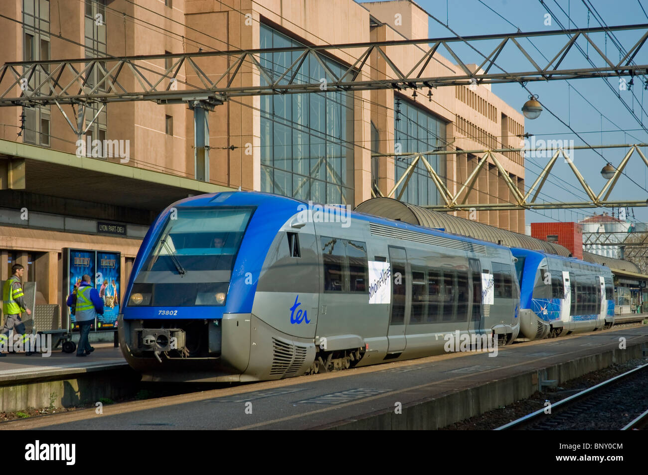 Lyon, France, "Public Transportation" Intercity Train at Train Station ...