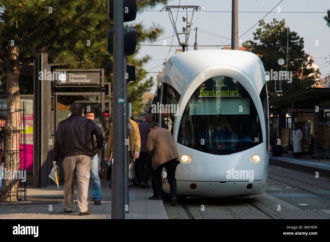 Lyon, France, "Public Transportation" Tramway at Station Stock Photo ...