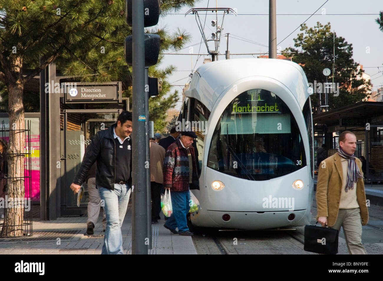 Lyon, France, "Public Transportation" Tramway Station Stock Photo - Alamy