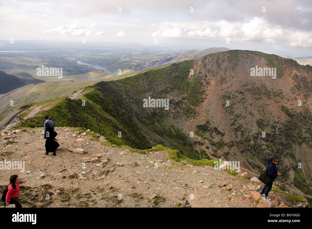 View from Mount Snowdon summit, Snowdonia National Park, North Wales ...