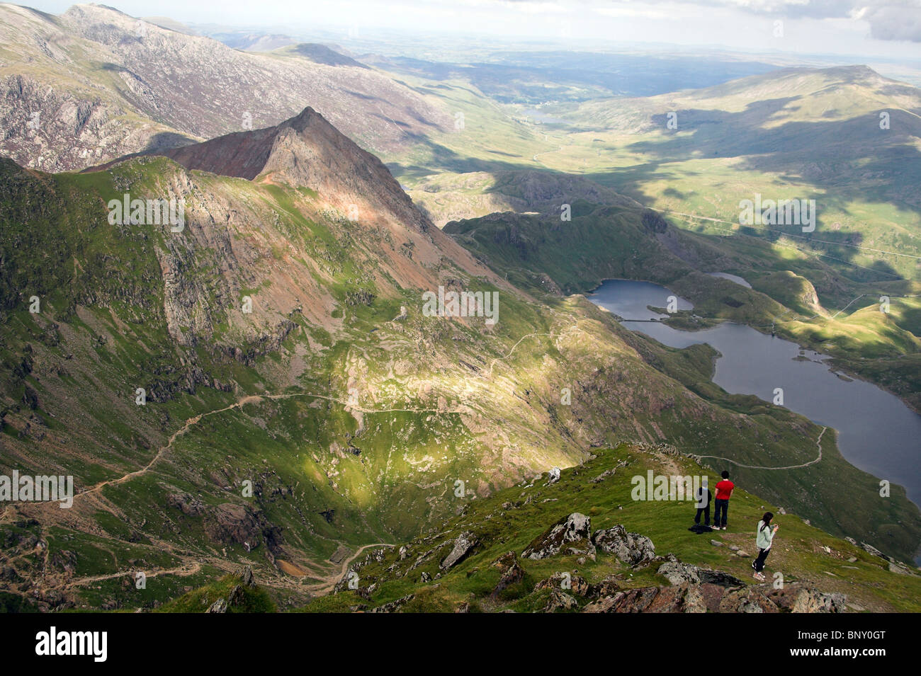 View from Mount Snowdon summit, Snowdonia National Park, North Wales ...
