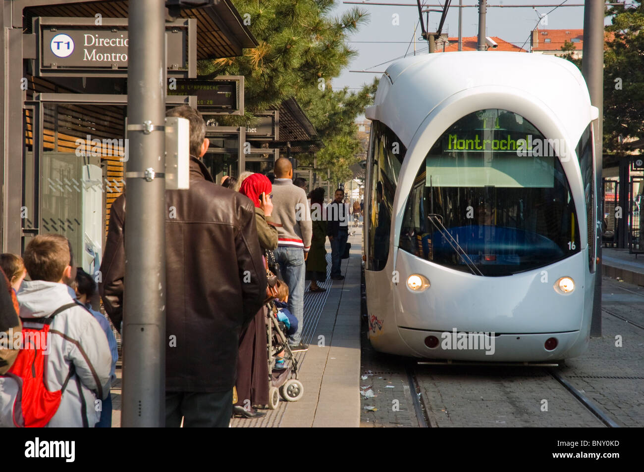 Lyon, France, "Public Transportation" Tramway Station, Street Scene ...