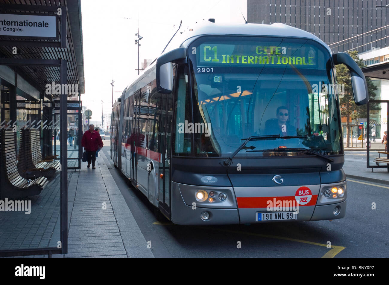 Lyon, France, "Public Transportation" Bus at Station Stock Photo - Alamy