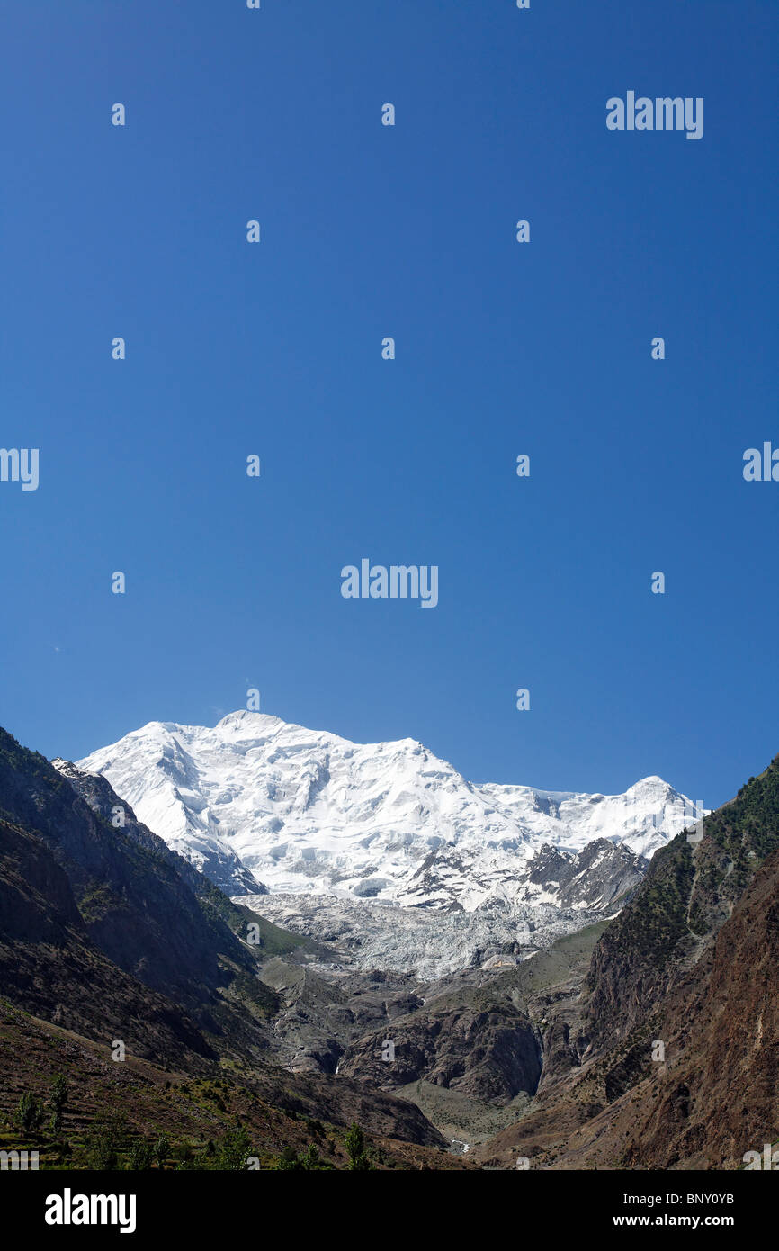 Pakistan - Karakorum mountains - the icy peak of Rakaposhi mountain ...