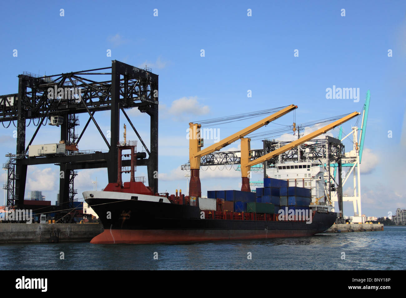Port of Miami, cargo ship at harbour dock Stock Photo - Alamy