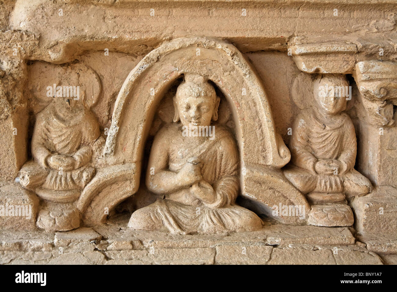 Pakistan - Punjab - Taxilla - detail of a buddhist stupa Stock Photo ...