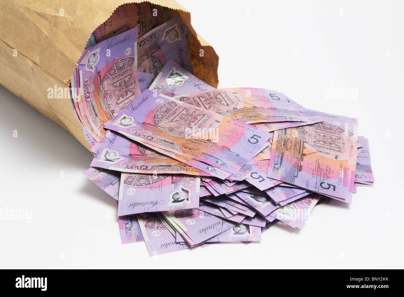 Paper Bag with Banknotes Stock Photo - Alamy