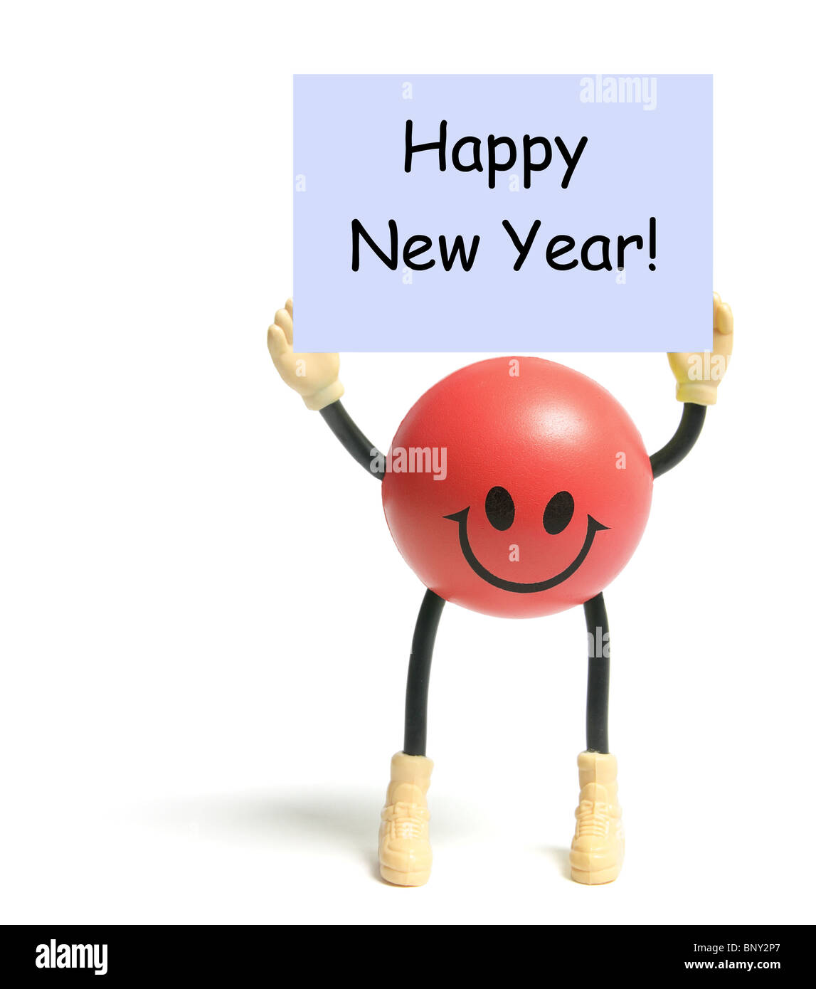 Smiley Toy with Happy New Year Greeting Stock Photo - Alamy